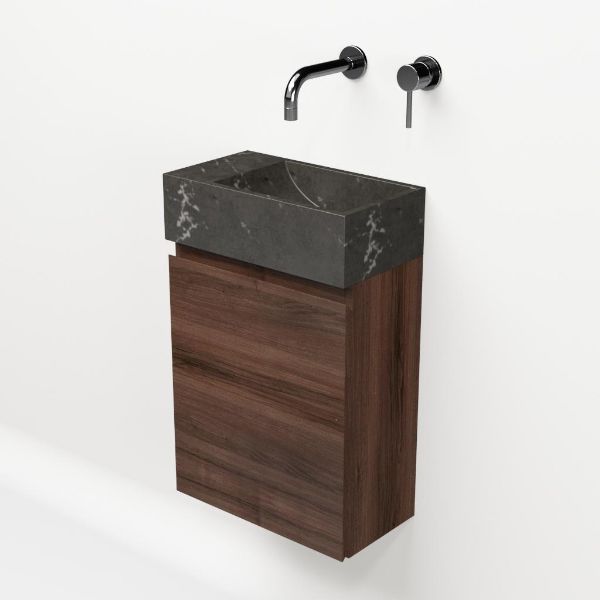 Bellanti Capri/Stone fonteinmeubel 40x22cm walnoot met natuurstenen ...