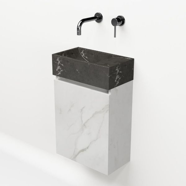 Bellanti Capri/Stone fonteinmeubel 40x22cm marmer structuur wit met ...